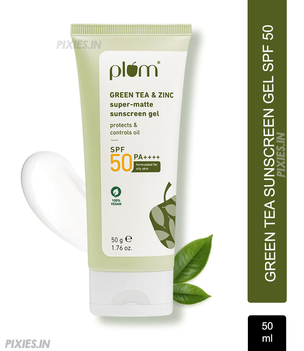 Plum Green Tea & Zinc Matte SPF 50 Sunscreen Gel For Oily, Normal, Com ...