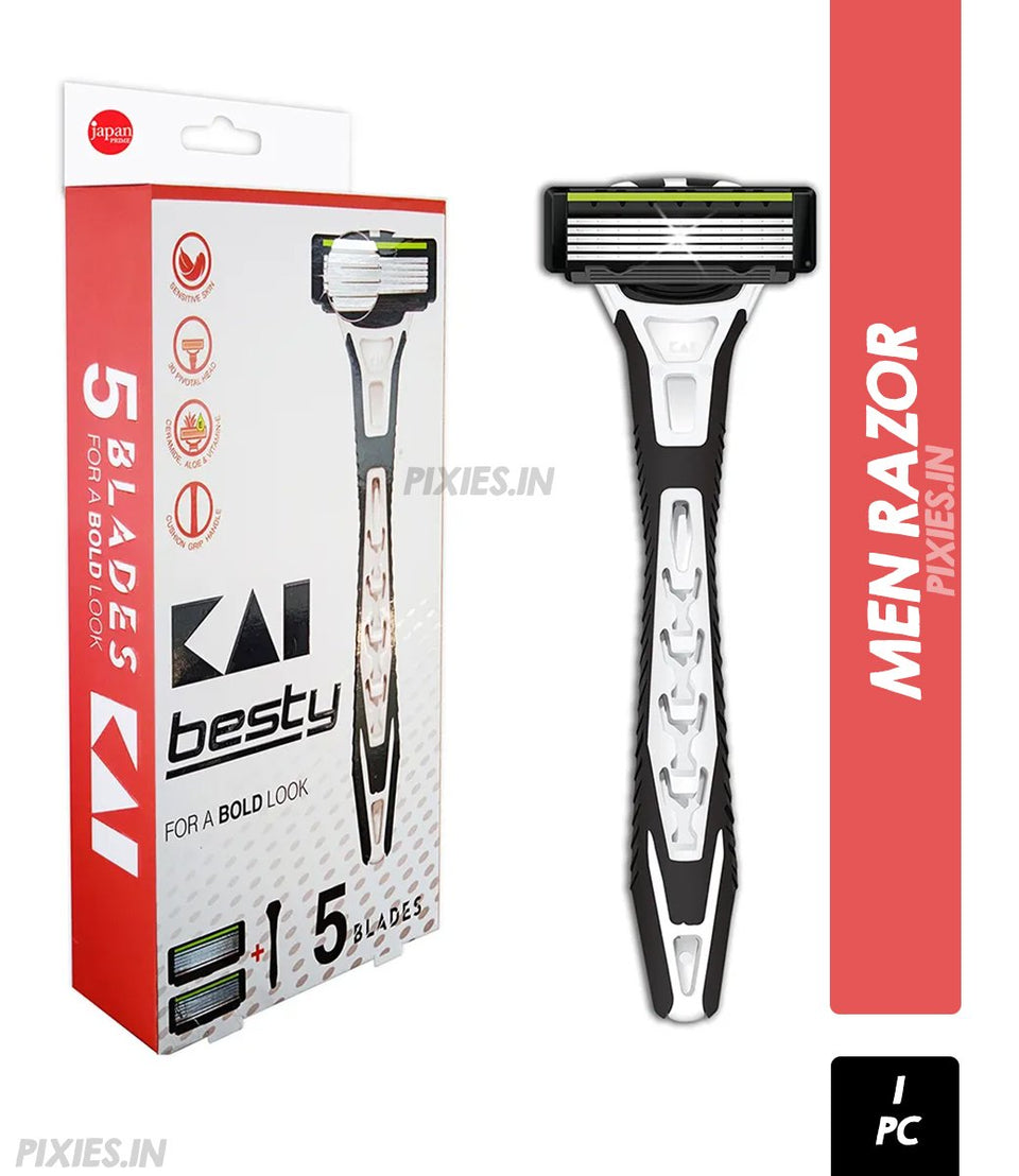 Buy Kai Japan Besty 5 Blade Shaving Razor For Men With 2 Cartridge ...