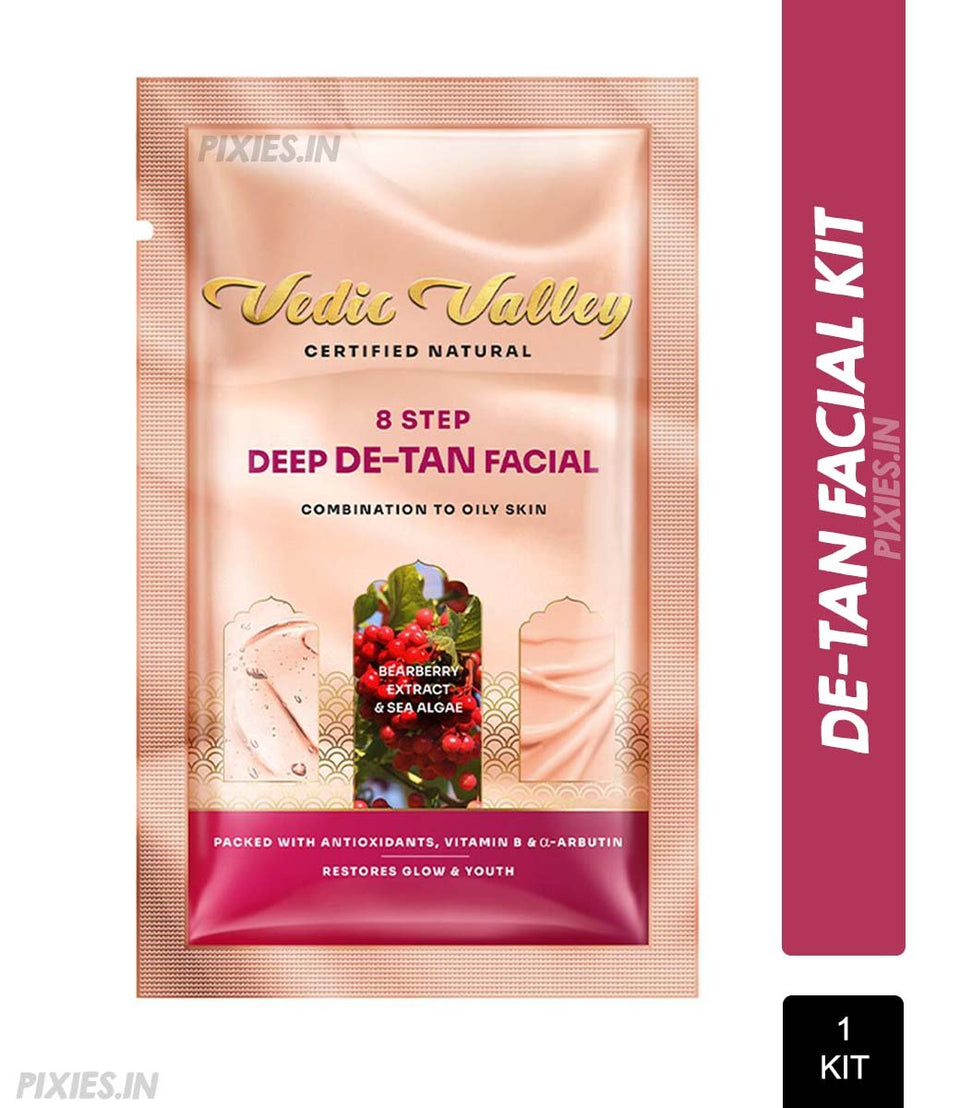 Buy Vedic Valley 8 Step Detan Facial Kit Bearberry & Sea Algae (75gm ...